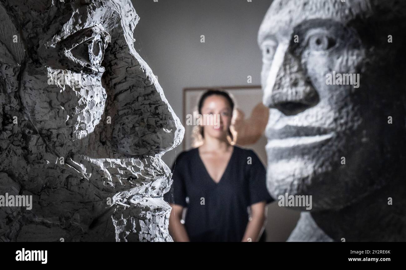 Dominique Lynch views sculptures that form part of the Elisabeth Frink ...