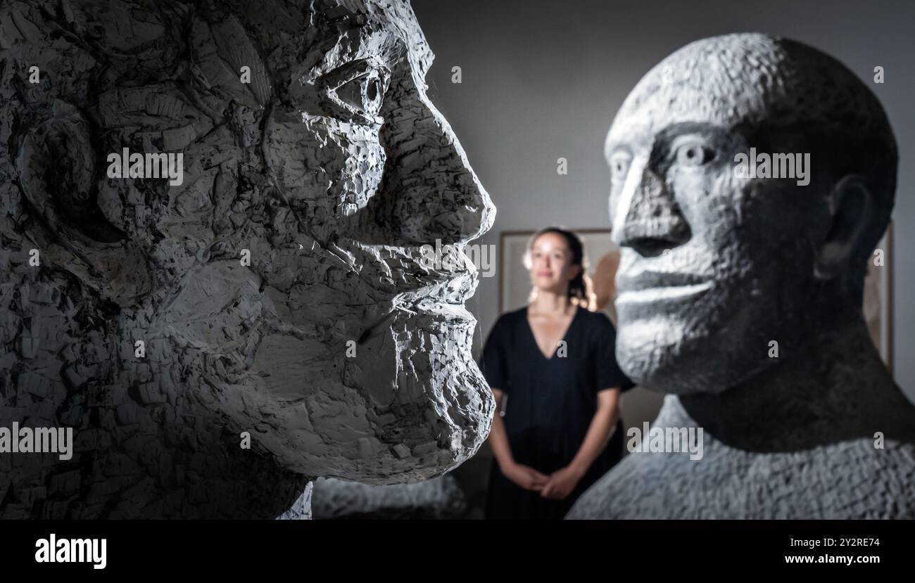 Dominique Lynch views sculptures that form part of the Elisabeth Frink ...