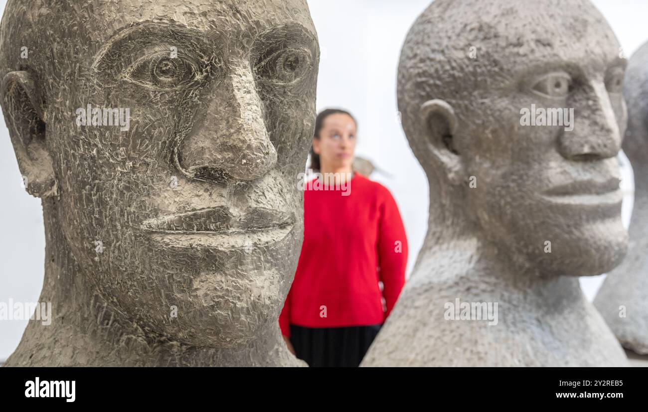 Dominique Lynch views sculptures that form part of the Elisabeth Frink ...