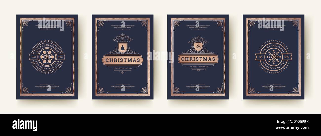 Four elegantly designed Christmas cards showcase detailed decorations ...