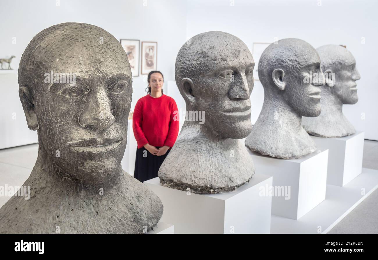 Dominique Lynch views sculptures that form part of the Elisabeth Frink ...