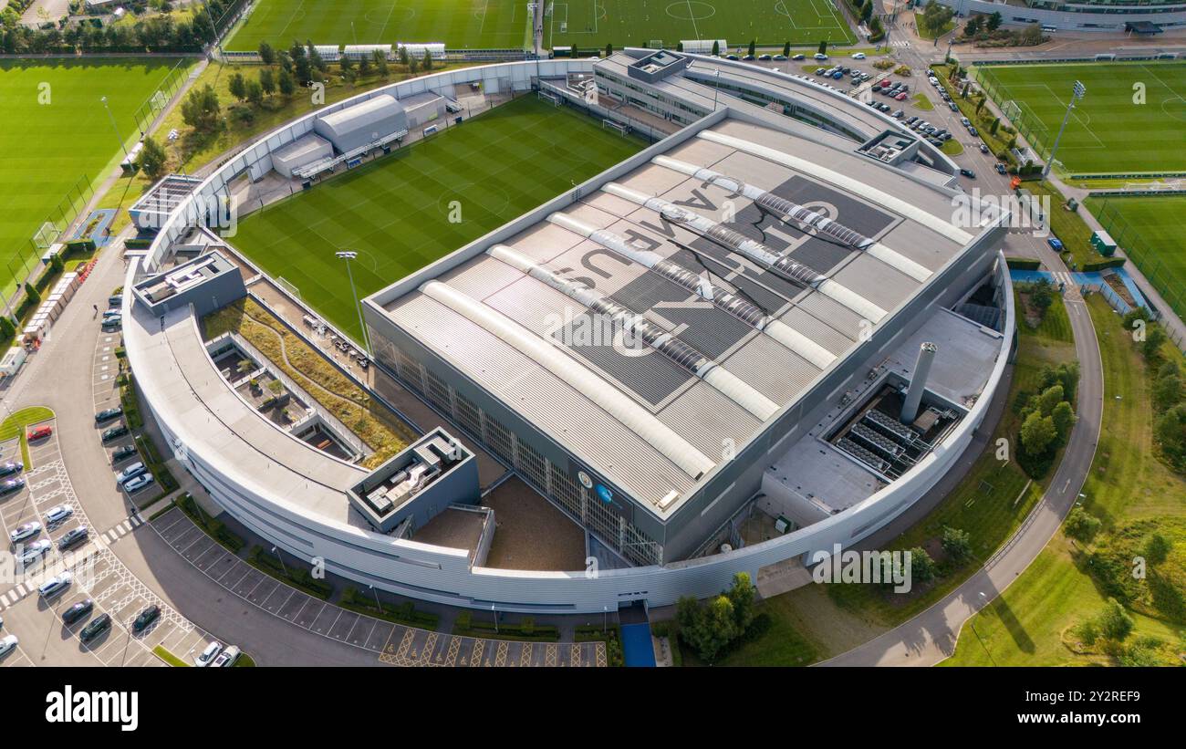 Aerial pitches at Etihad Campus part of Manchester City FC Stock Photo ...