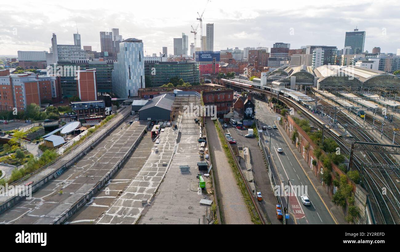 Aerial Manchester Piccadilly railway station and the original Mayfield ...