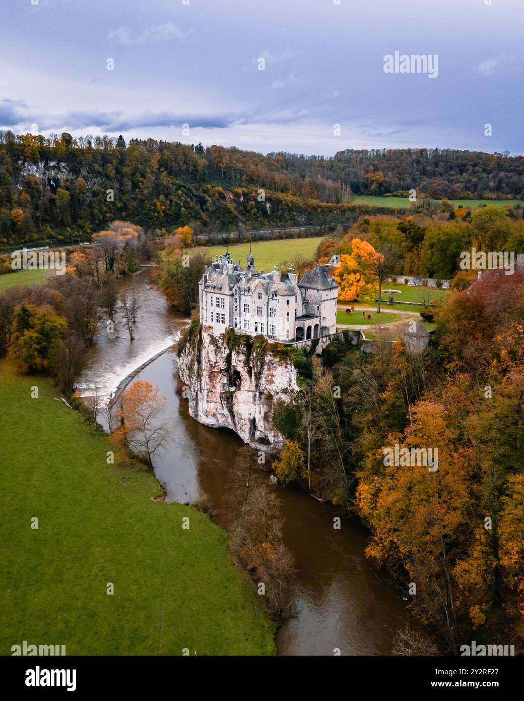 Aerial view of Walzin castle near Dinant in Belgium, Wallonia Stock ...
