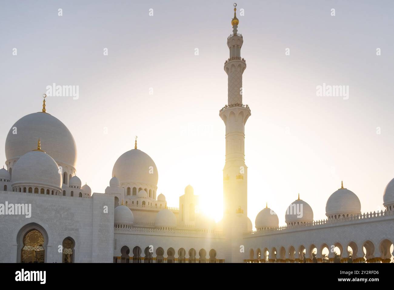 View of Sheikh Zayed Grand Mosque courtyard in Abu Dhabi, UAE, one of ...