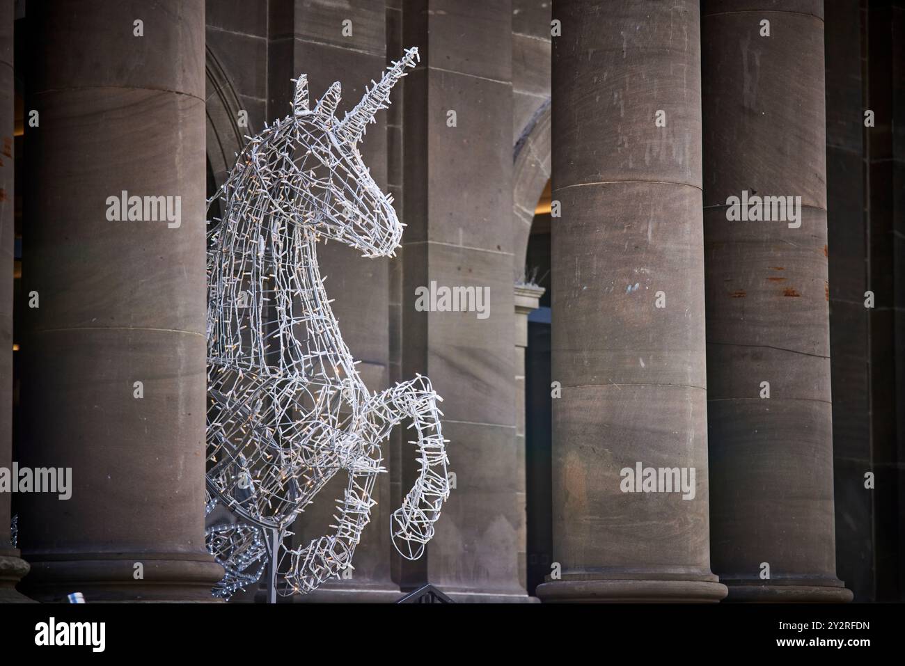 Perth, unicorn Christmas light at Perth Museum Stock Photo - Alamy