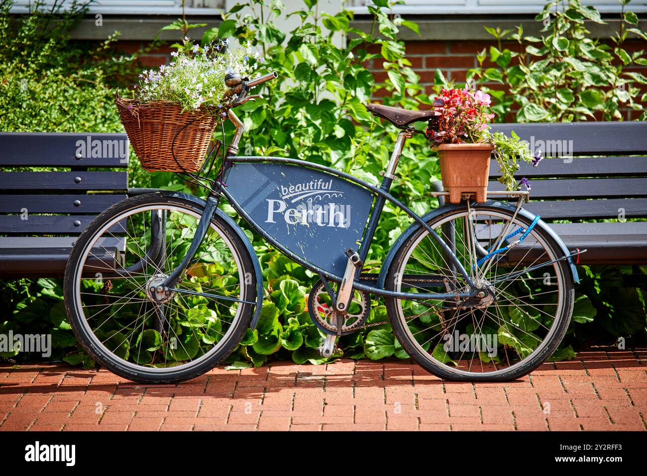Perth, Rodney Gardens bike floral display Stock Photo - Alamy