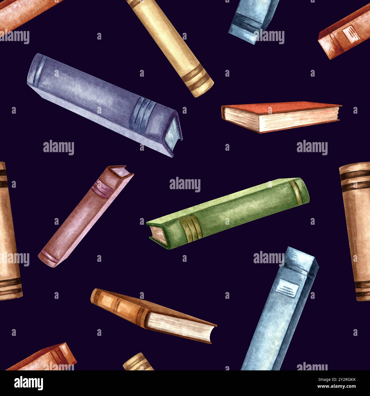 Books vintage, textbook. Seamless pattern on dark background. Hand ...