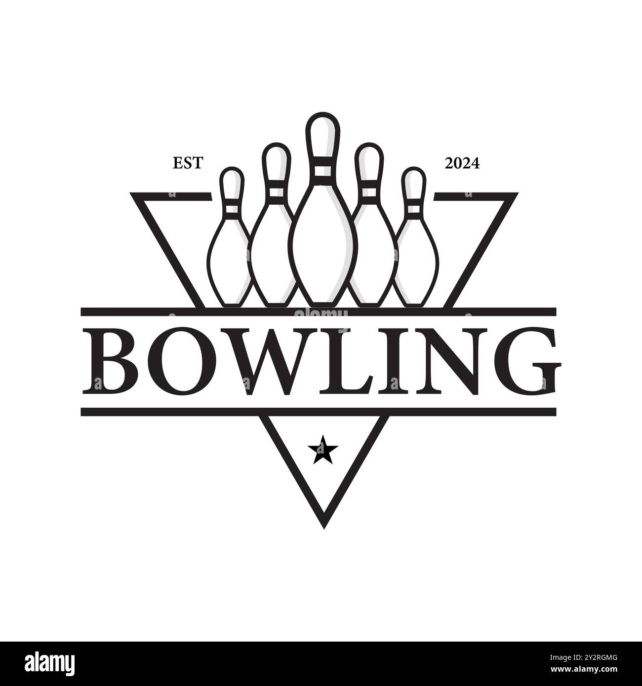 Classic Vintage Bowling Tournament with, Vector Triangle Icons and Symbols. Bowling ball and ...