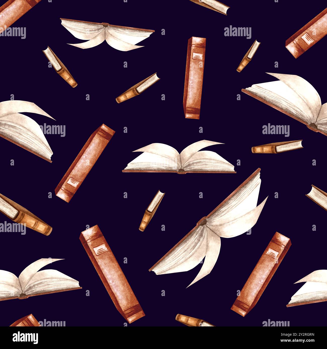 Books vintage, textbook. Seamless pattern on dark background. Hand ...