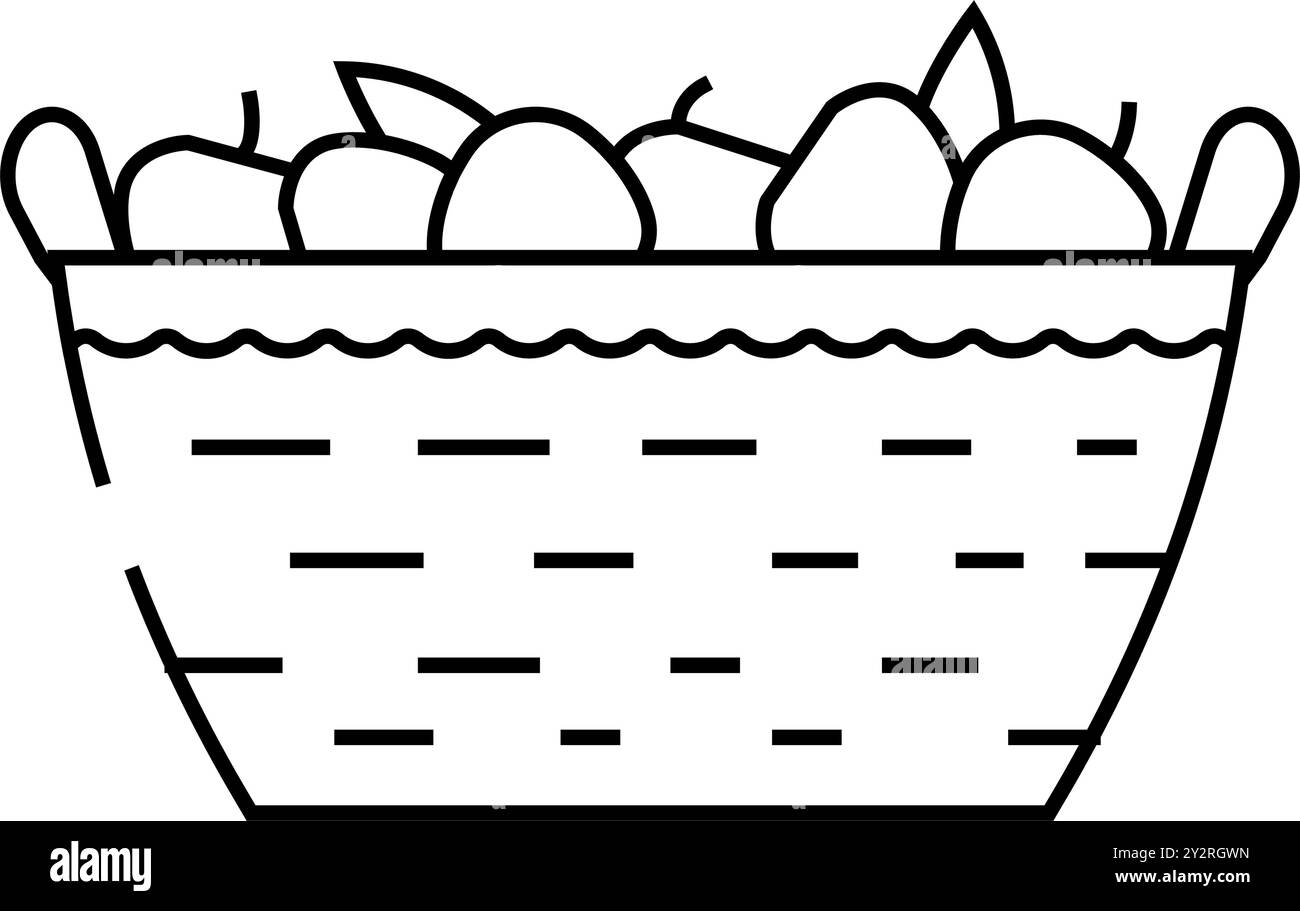 apple picking autumn season line icon vector illustration Stock Vector ...