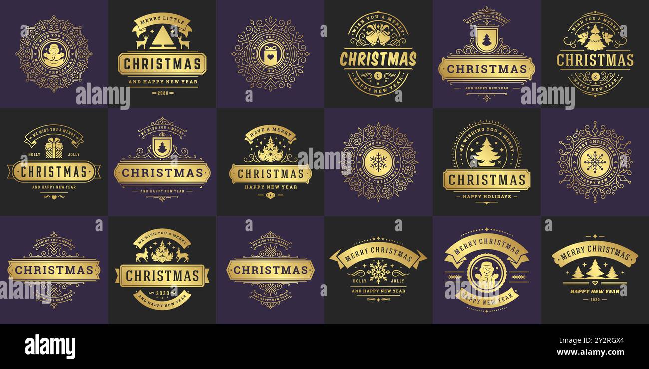 A diverse selection of vintage-style logos celebrating Christmas and ...