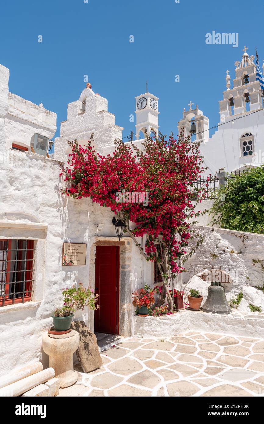 This photo captures the picturesque streets of Naxos Town, lined with ...