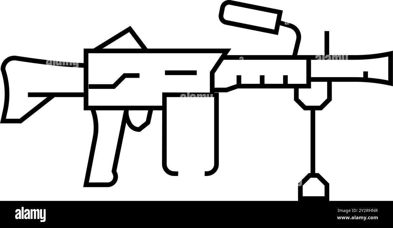machine gun weapon military line icon vector illustration Stock Vector ...