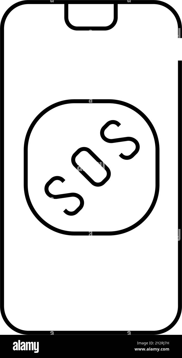 sos button on smartphone screen when neurosis line icon vector ...