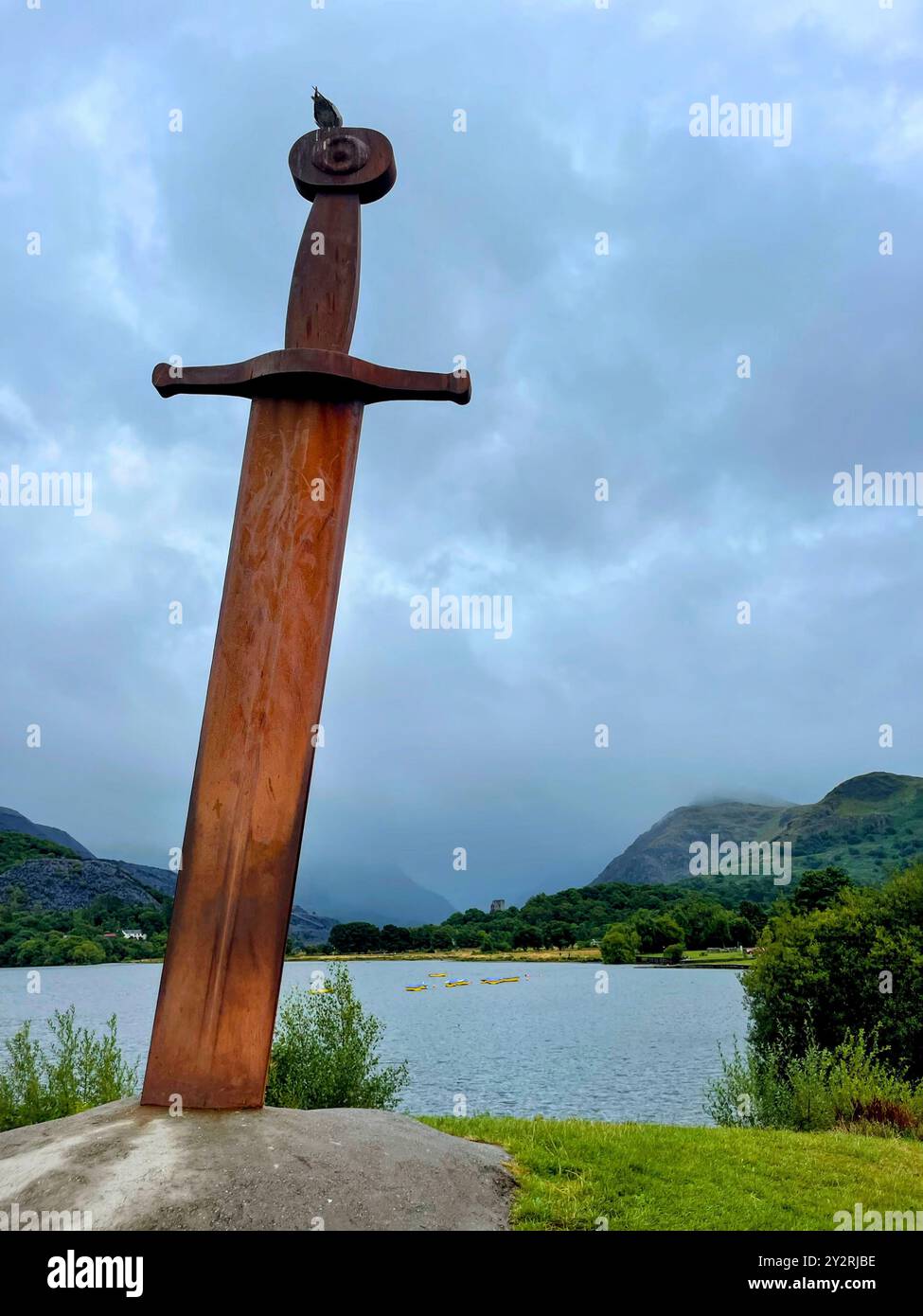A towering mountain peak known as Blade of the Giants in Llanberis ...
