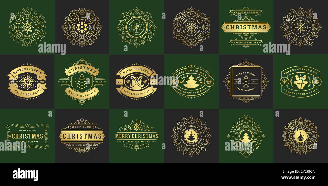 A collection of various Christmas-themed designs featuring elegant ...
