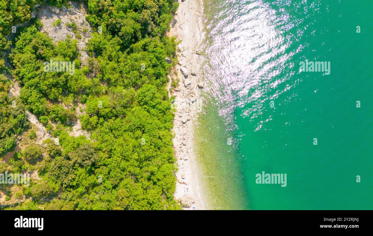 An aerial view of Italian Adriatic Sea coastline from above, showing ...