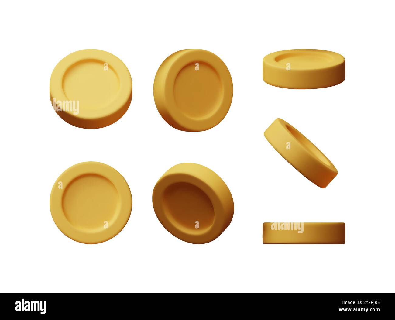 3d Gold Coin Icon Set Isolated American Dollar Coin Render In