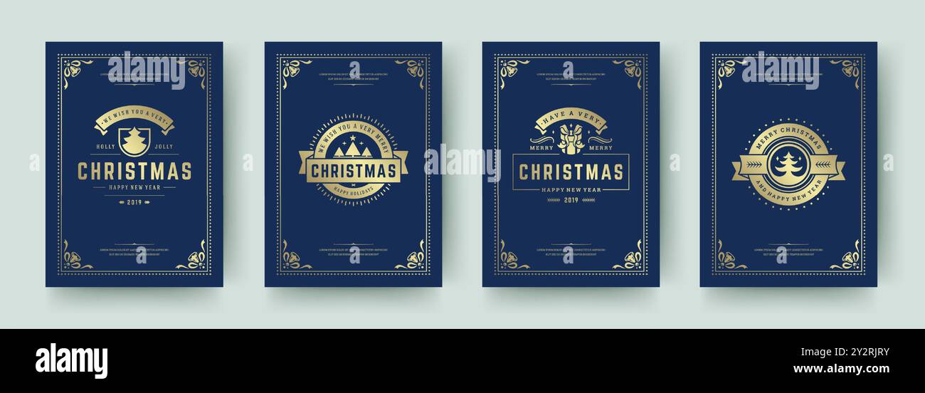 Four elegantly designed Christmas cards showcase detailed decorations ...