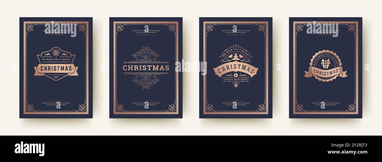 Four beautifully crafted vintage Christmas card designs feature ...