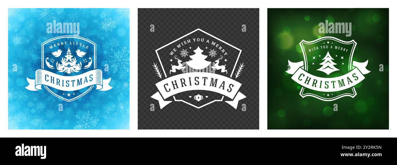 Three distinctive Christmas badge designs feature traditional symbols ...