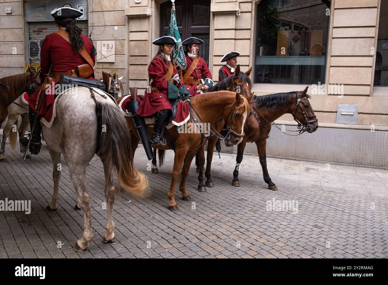 Barcelona, Spain. 11th Sep, 2024. Performers dressed as "migueletes ...
