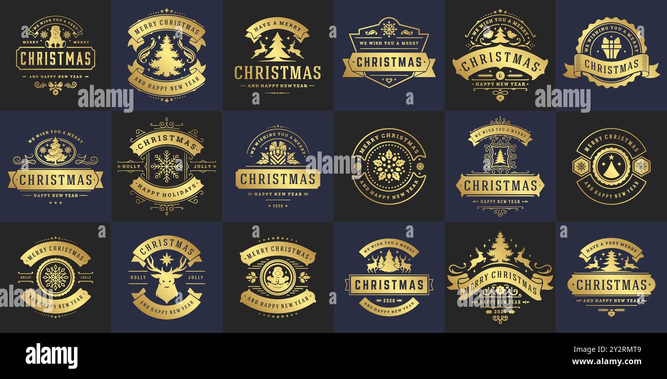 A diverse selection of vintage-style logos celebrating Christmas and ...