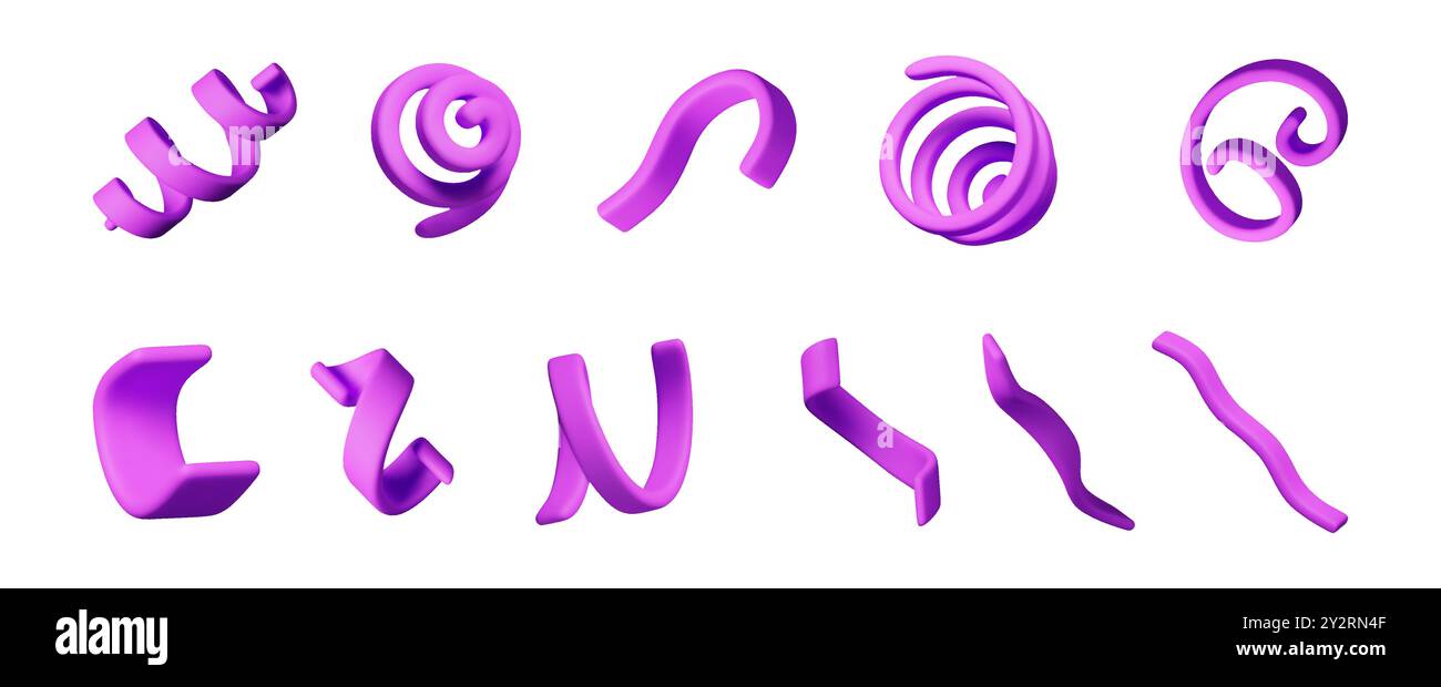 3d set of spiral confetti isolated on white Stock Vector Image & Art ...