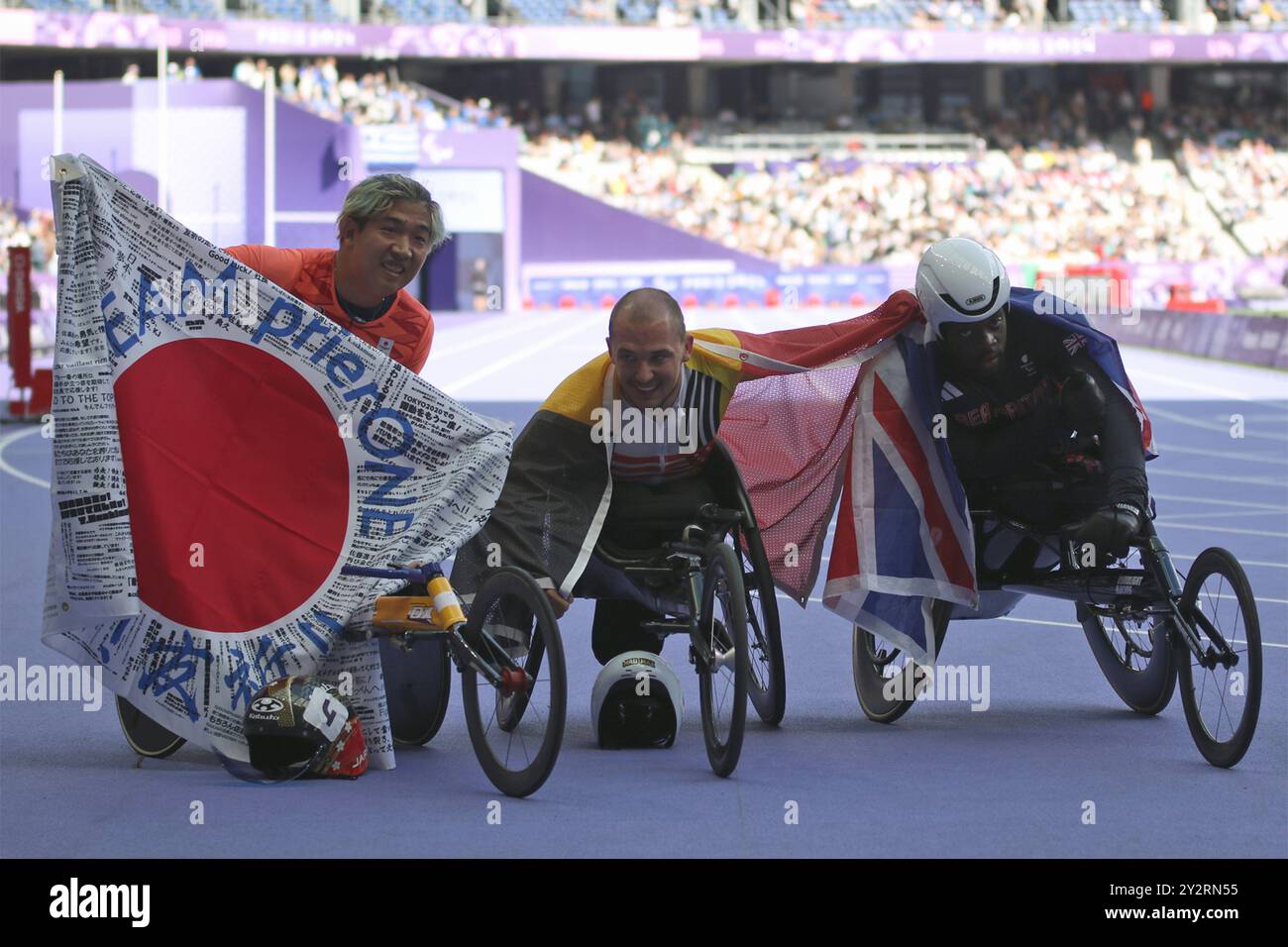 (L to R) Tomoki SATO of Japan (Bronze), Maxime CARABIN of Belgium (Gold ...