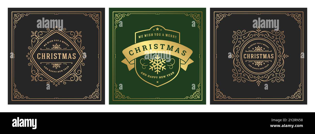 Three beautifully crafted Christmas cards showcase detailed gold ...