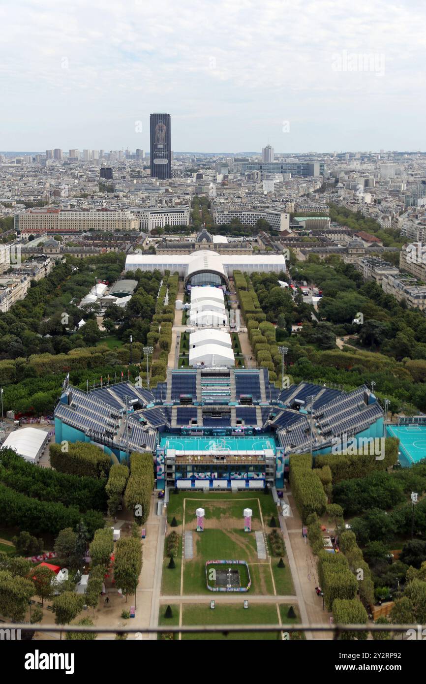 Viewed from the 2nd floor of the Eiffel Tower, in the distance the ...