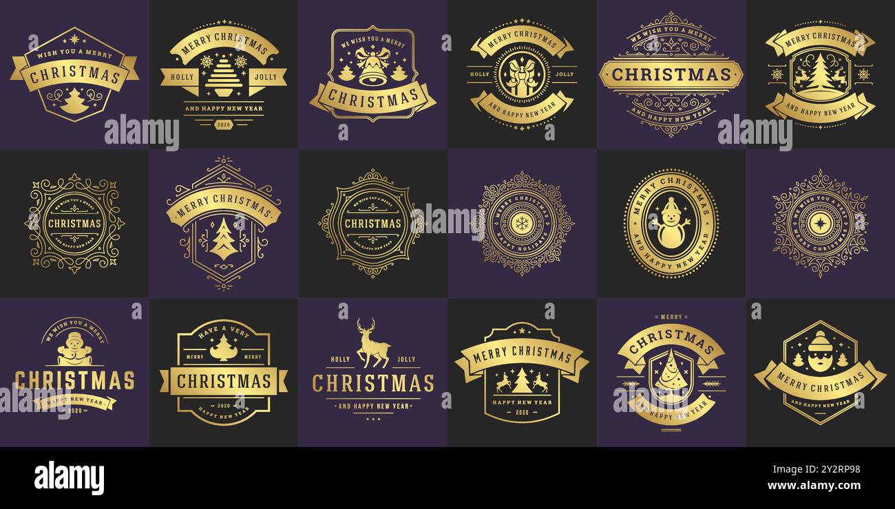 A diverse selection of vintage-style logos celebrating Christmas and ...