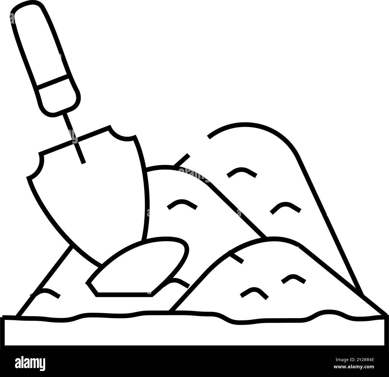 shovel in heap of peat line icon vector illustration Stock Vector Image ...