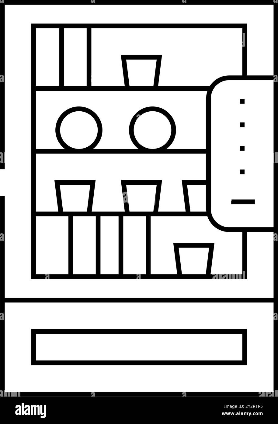 vending machine with food and drinks in canteen line icon vector ...
