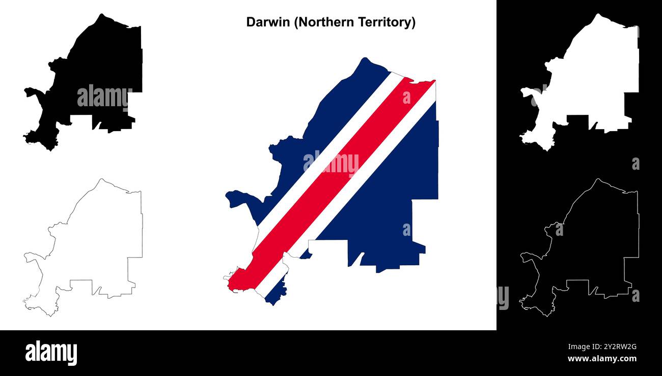 Darwin (Northern Territory) outline map set Stock Vector Image & Art ...