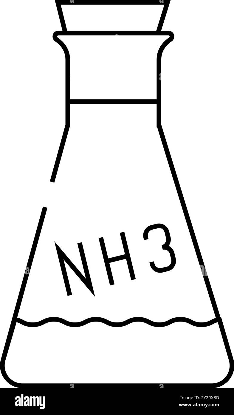 ammonia chemical flask line icon vector illustration Stock Vector Image ...