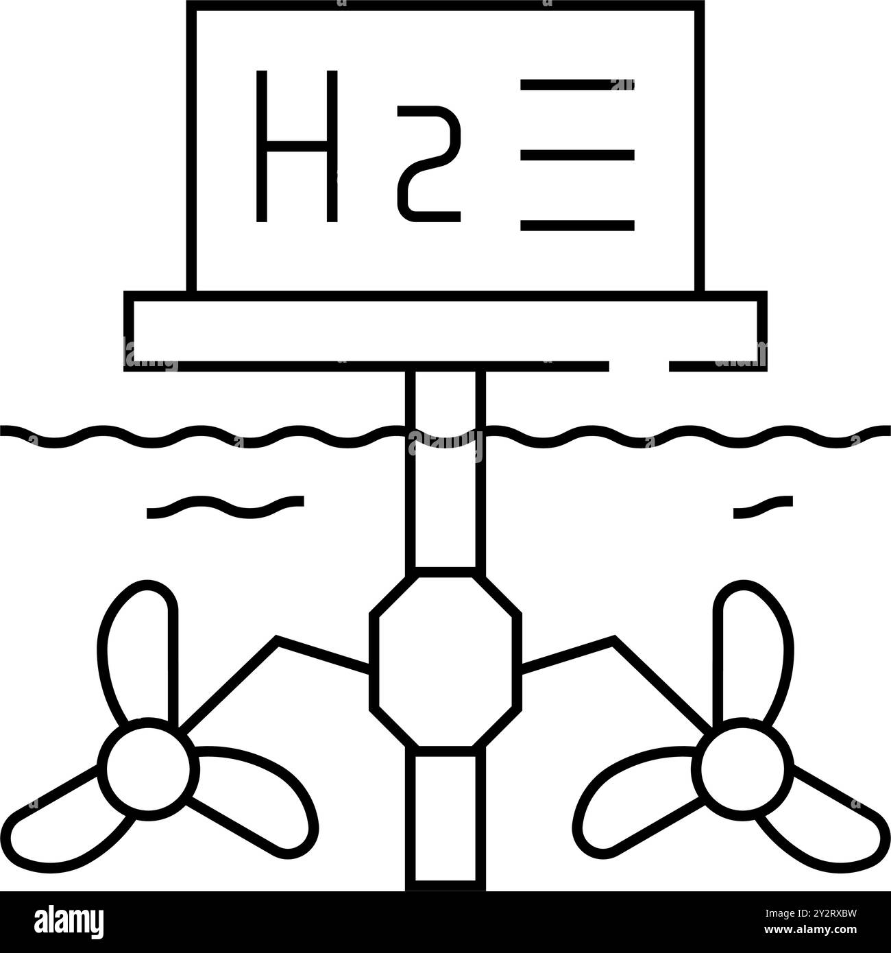 floatage station for hydrogen production line icon vector illustration ...