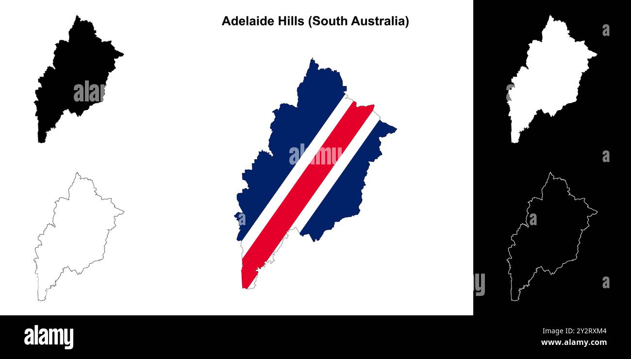 Adelaide Hills (South Australia) outline map set Stock Vector Image ...