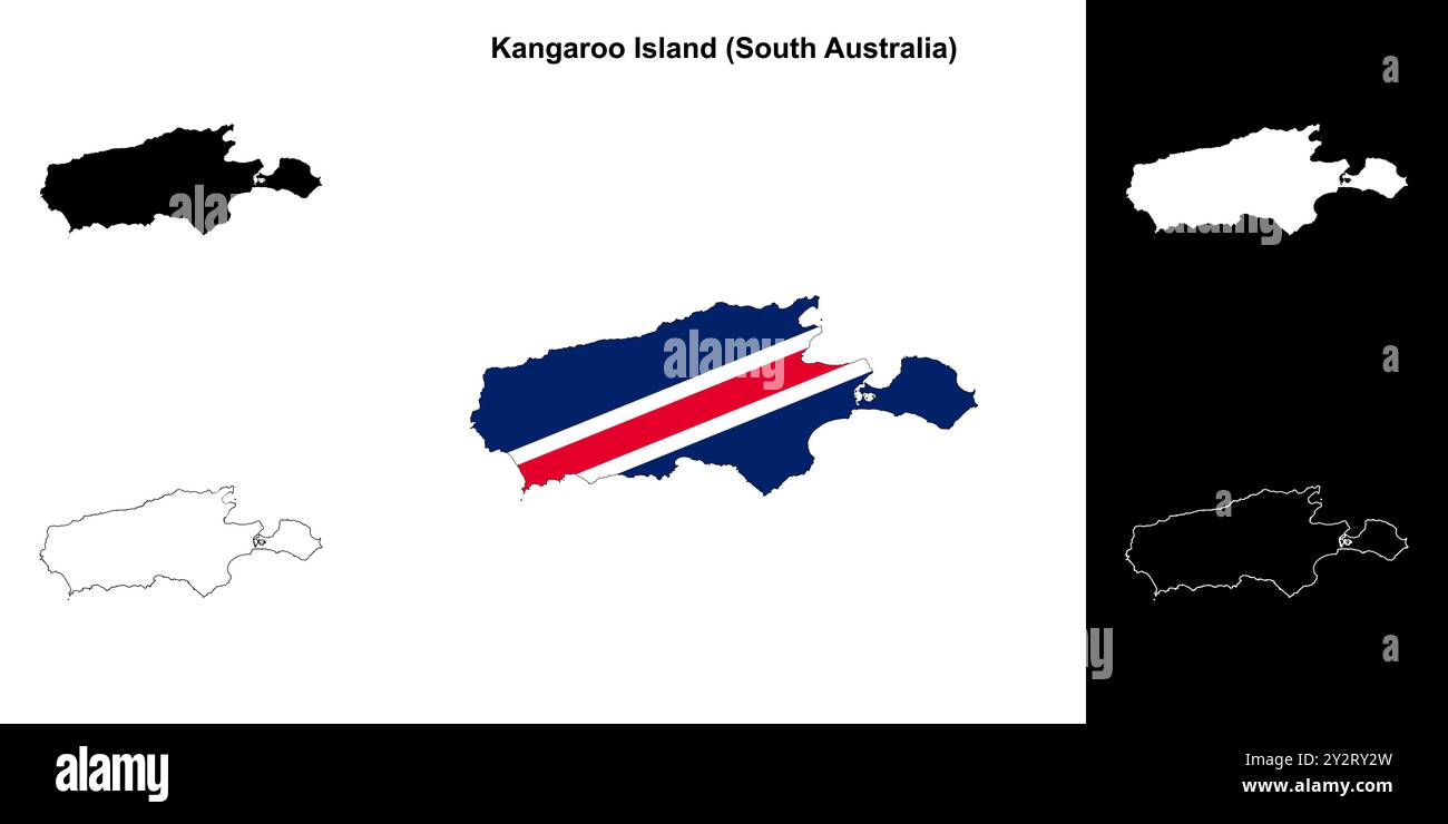 Kangaroo Island (South Australia) outline map set Stock Vector Image ...