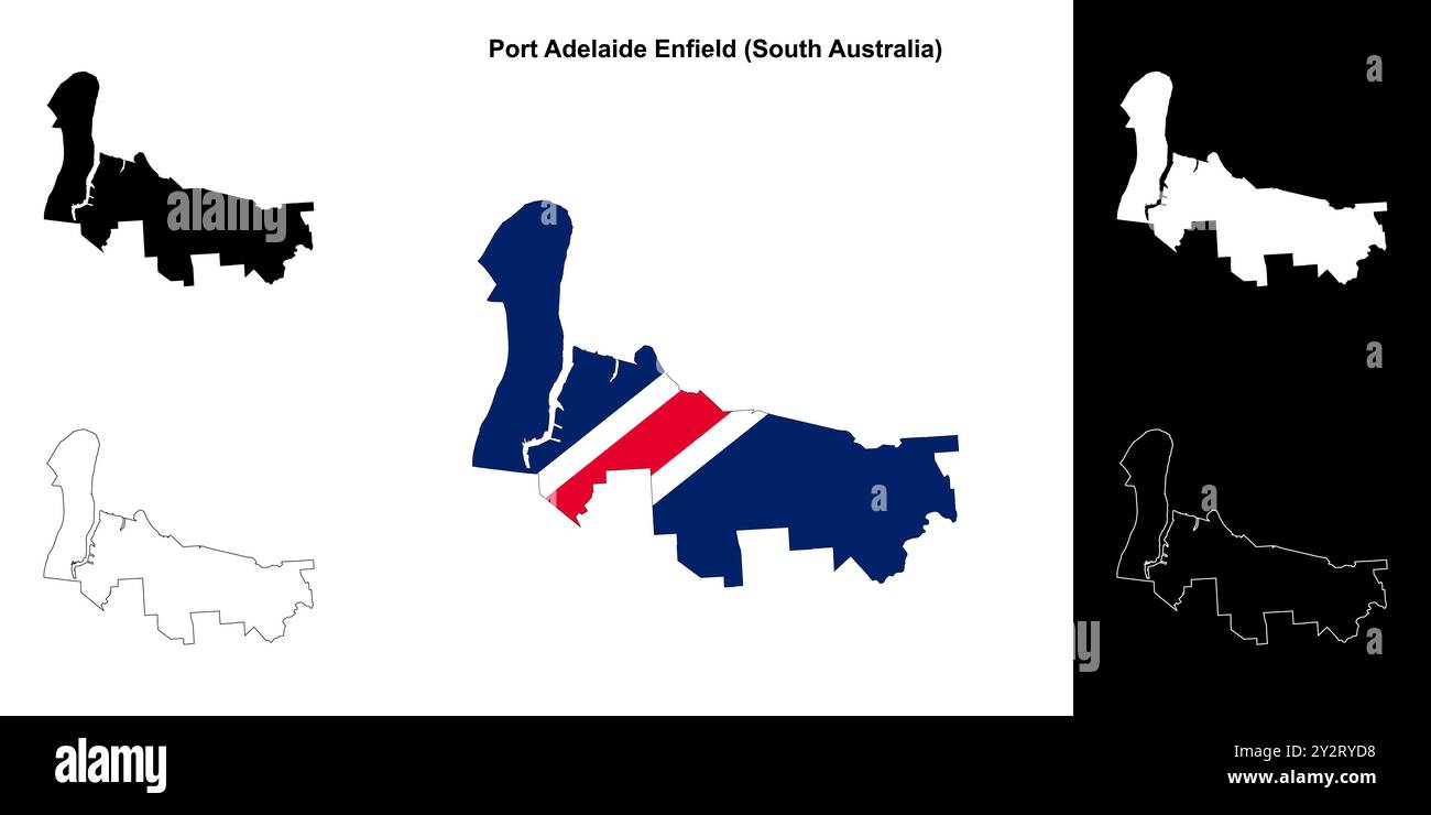 Port Adelaide Enfield (South Australia) outline map set Stock Vector ...