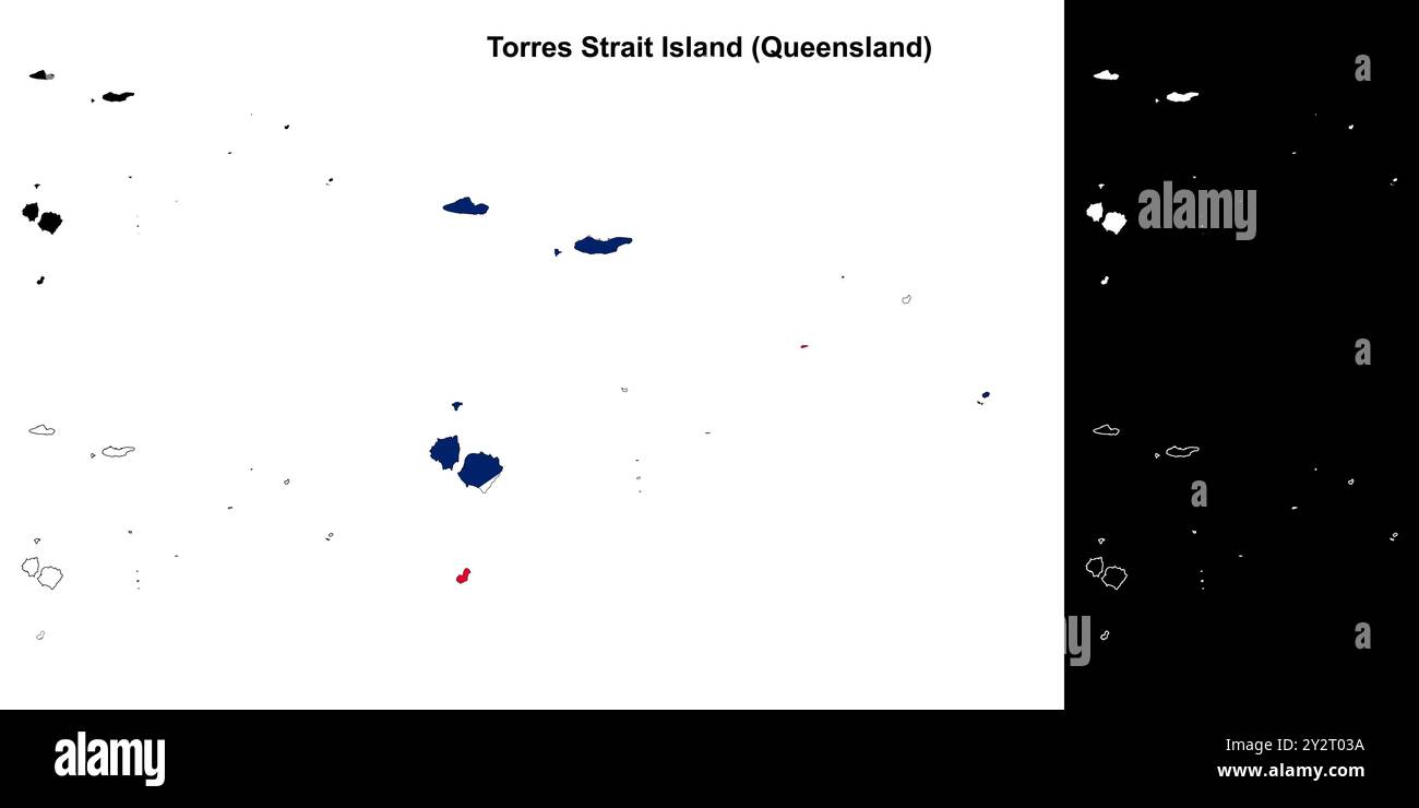 Torres Strait Island (Queensland) outline map set Stock Vector Image ...