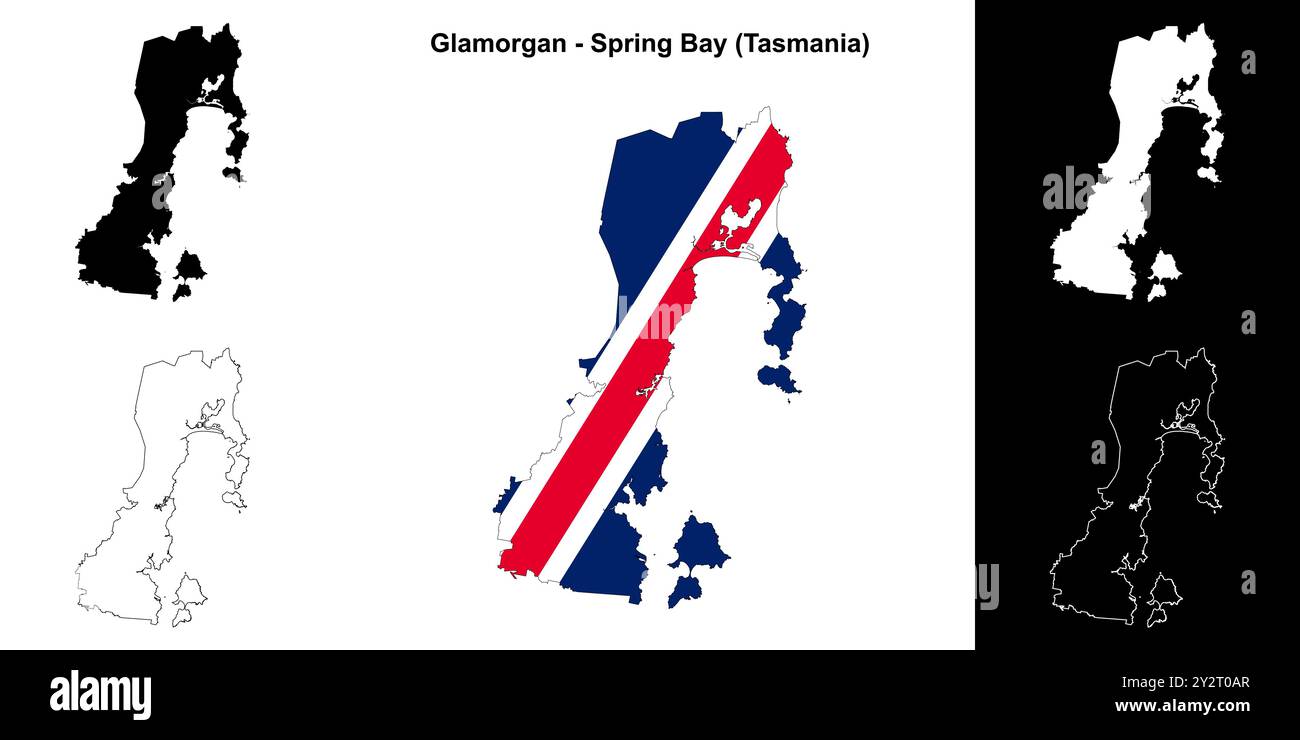 Glamorgan - Spring Bay (Tasmania) outline map set Stock Vector Image ...