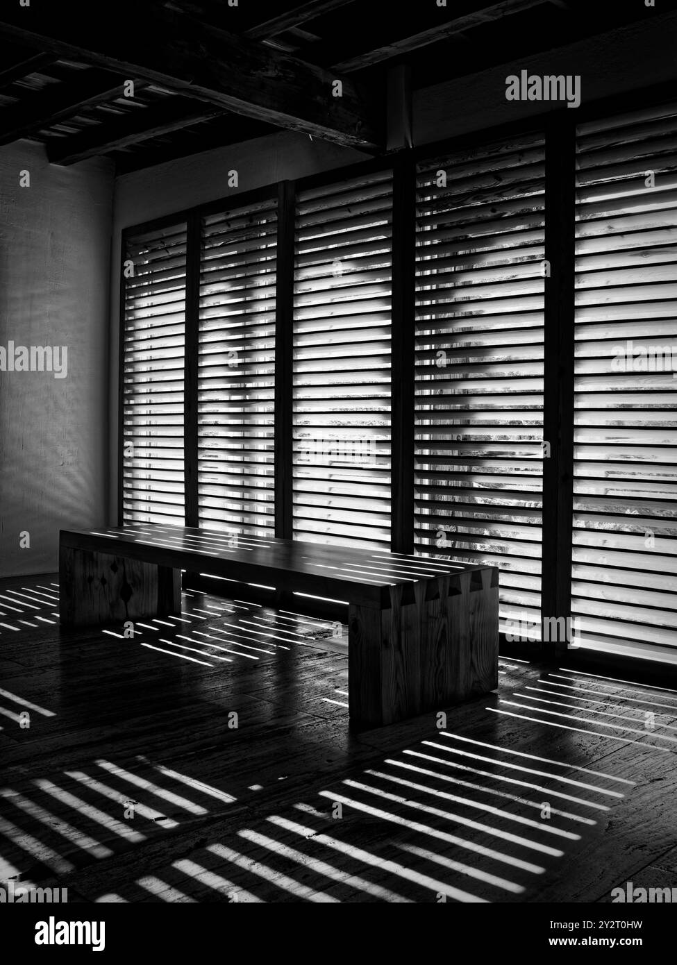 Wooden window slats Black and White Stock Photos & Images - Alamy