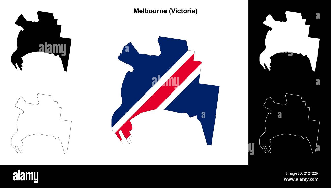 Melbourne (Victoria) outline map set Stock Vector Image & Art - Alamy