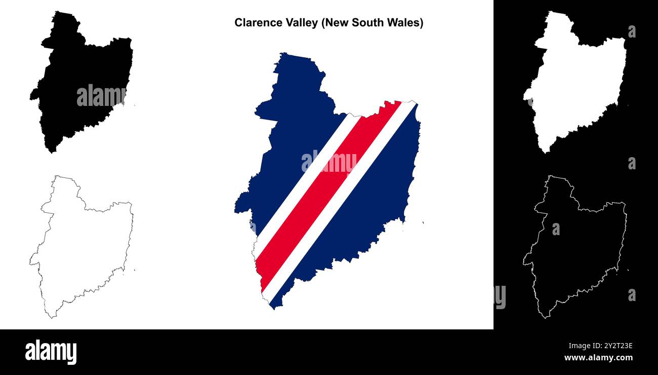 Clarence Valley (New South Wales) outline map set Stock Vector Image ...
