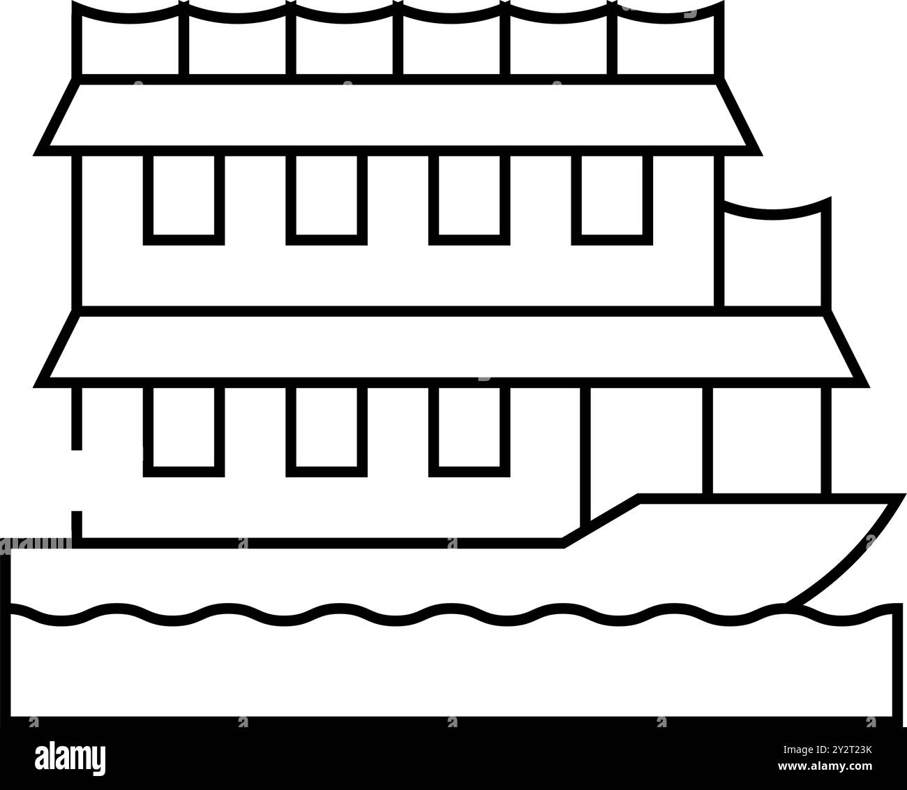 floating boat house line icon vector illustration Stock Vector Image ...