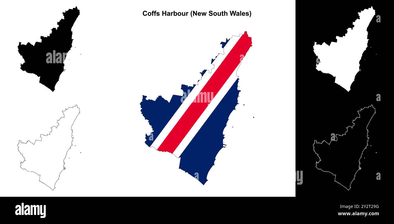 Coffs Harbour (New South Wales) outline map set Stock Vector Image ...