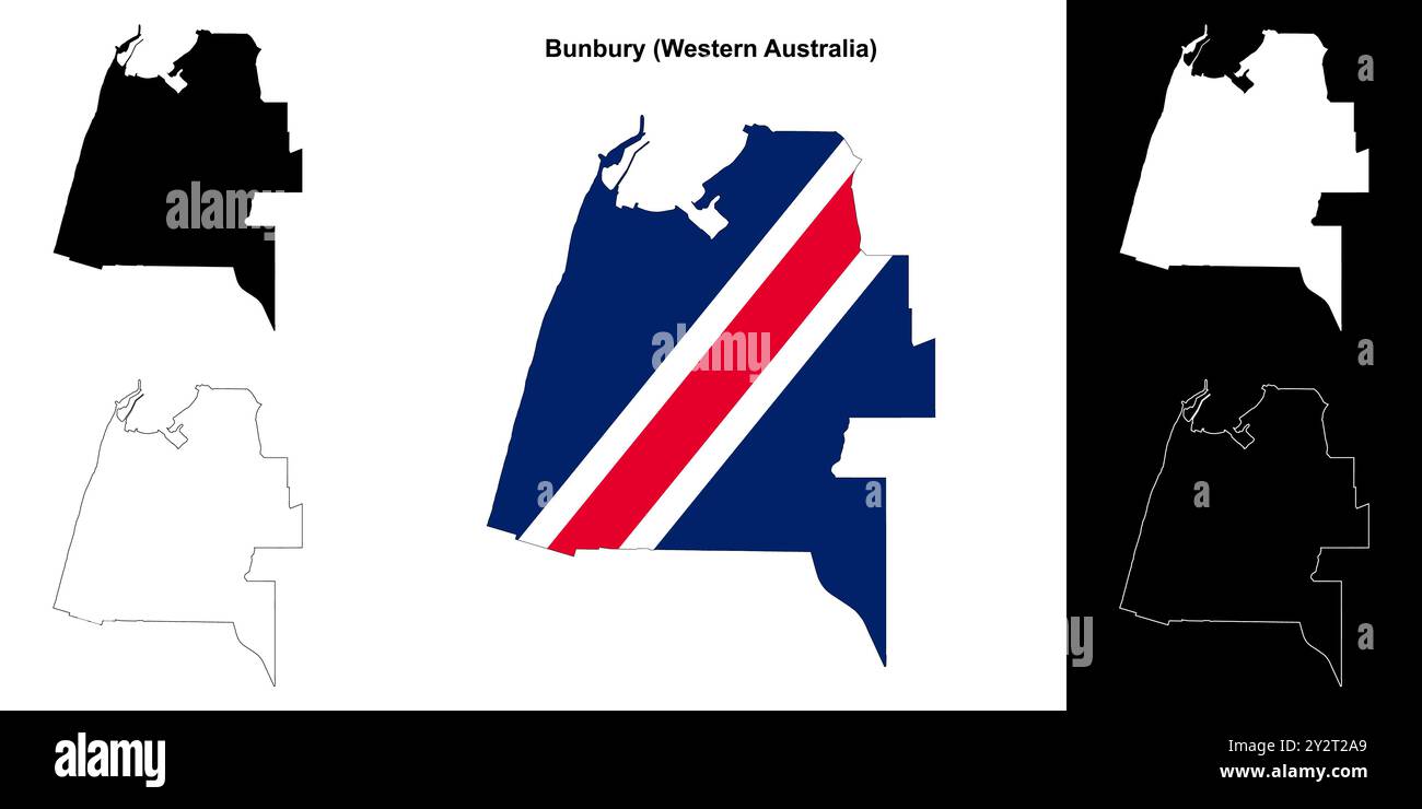 Bunbury (Western Australia) outline map set Stock Vector Image & Art ...