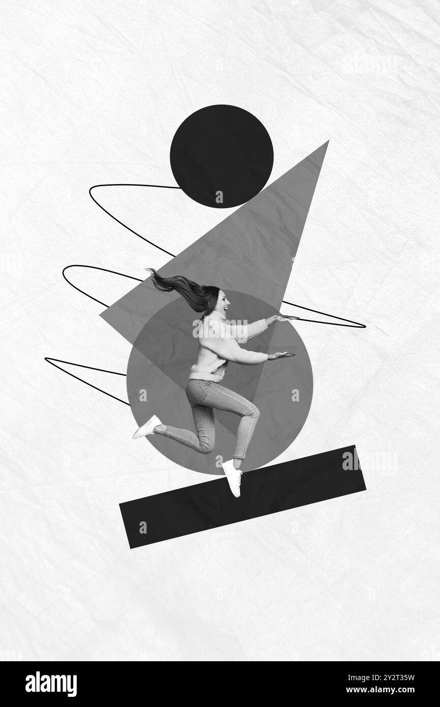 Composite trend artwork sketch image photo collage of monochrome ...